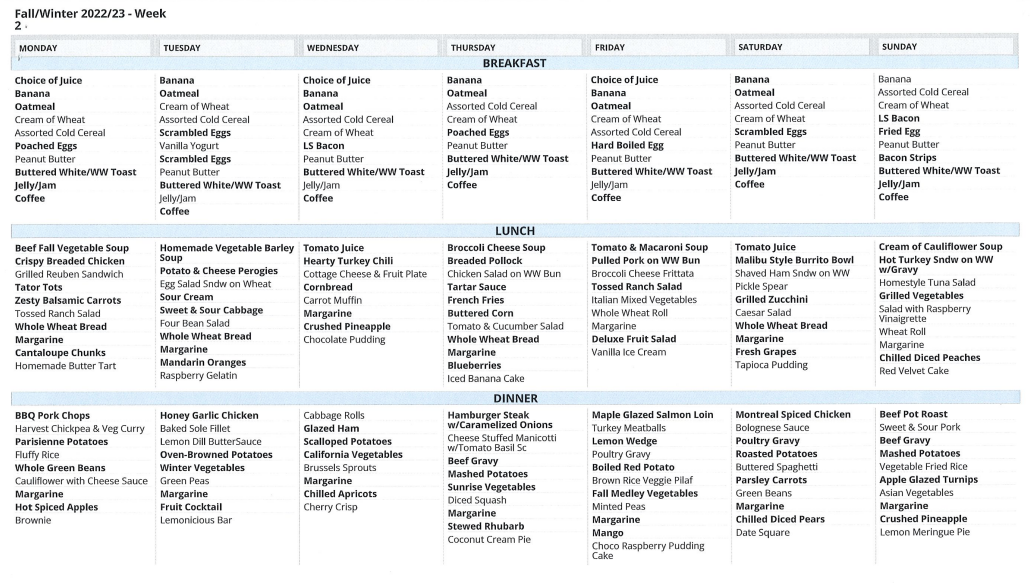 Menu – Maple Manor